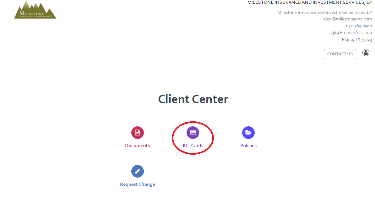 Client Center - ID Cards - Milestone Insurance